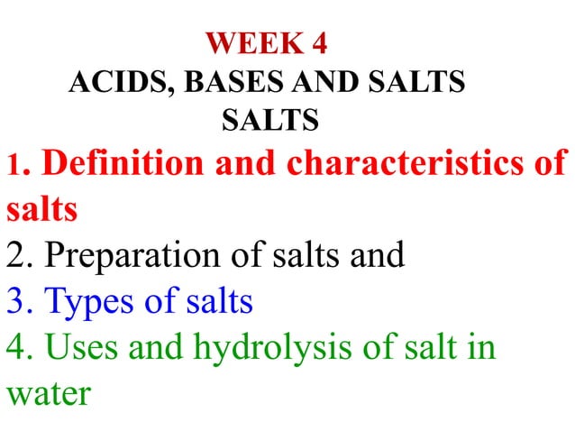 Types of Salts and solubility rate | PPTX