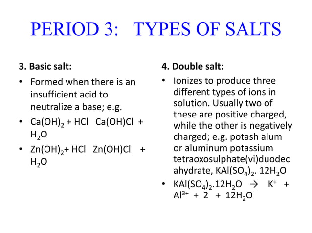 Types of Salts and solubility rate | PPTX
