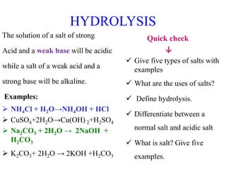 Types of Salts and solubility rate | PPTX