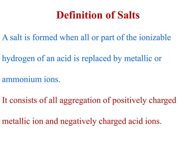 Types of Salts and solubility rate | PPTX