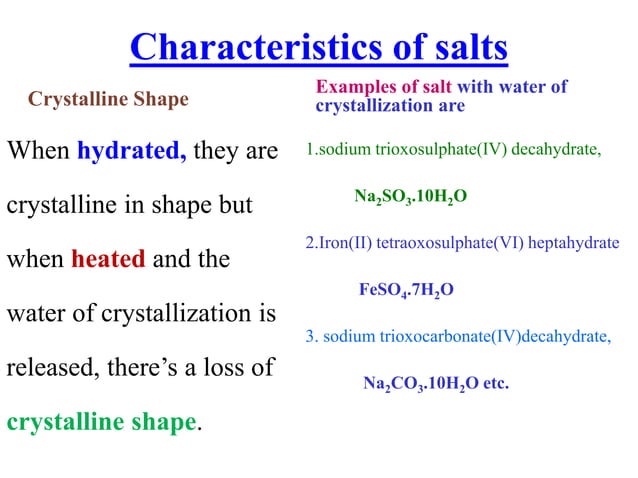 Types of Salts and solubility rate | PPTX