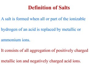 Types of Salts and solubility rate | PPT | Free Download