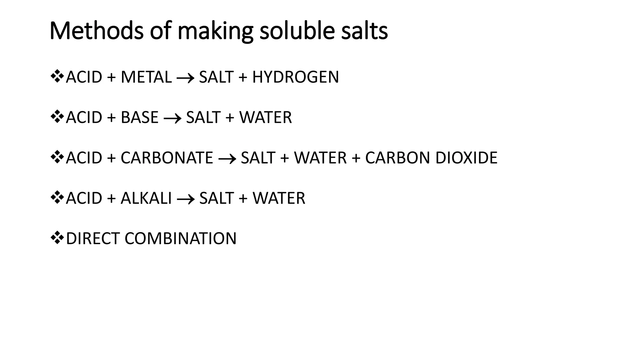 Soluble and insoluble Salts and their methods of making. | PDF