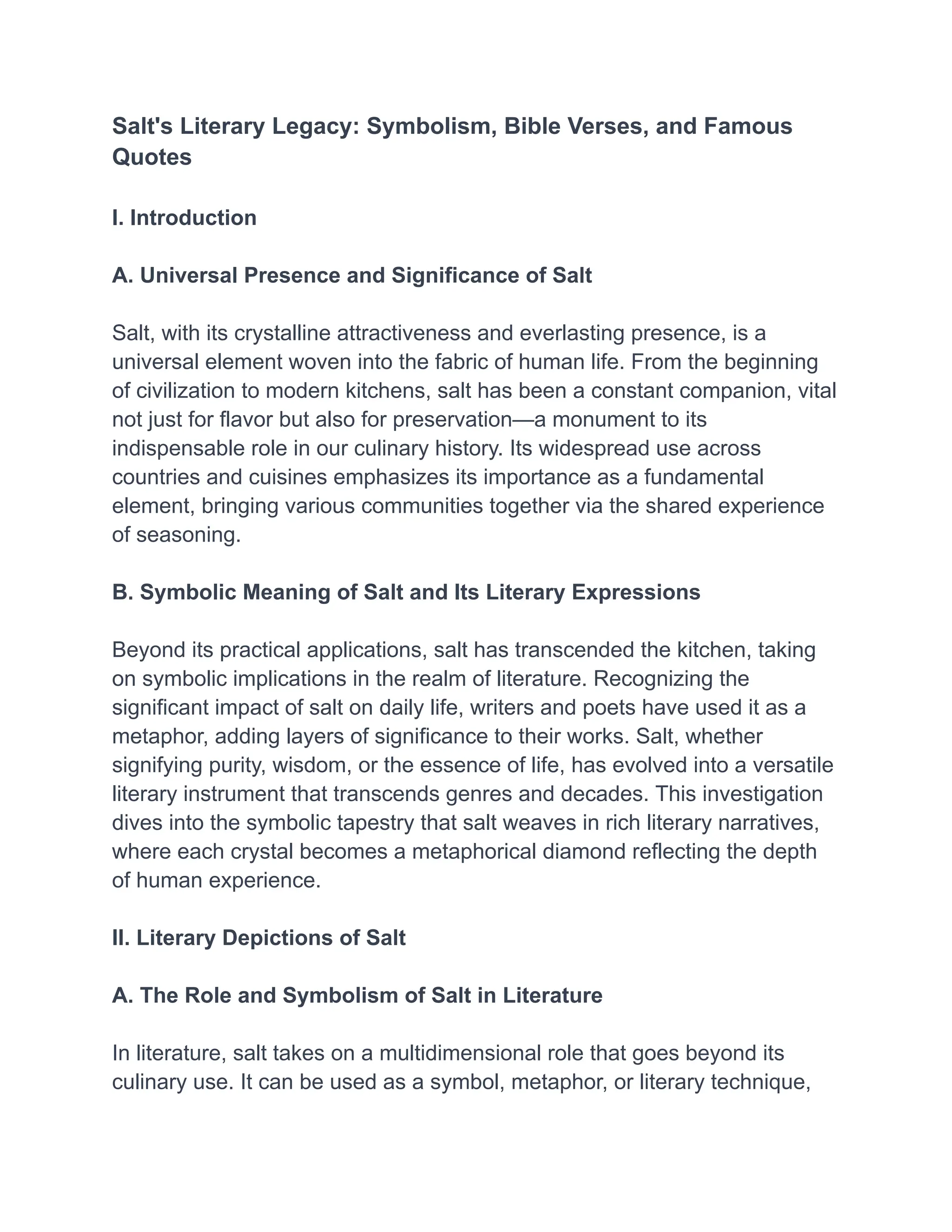 Salt's Literary Legacy: Symbolism, Bible Verses, and Famous Quotes | PDF