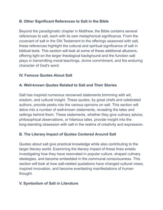 Salt's Literary Legacy: Symbolism, Bible Verses, and Famous Quotes | PDF