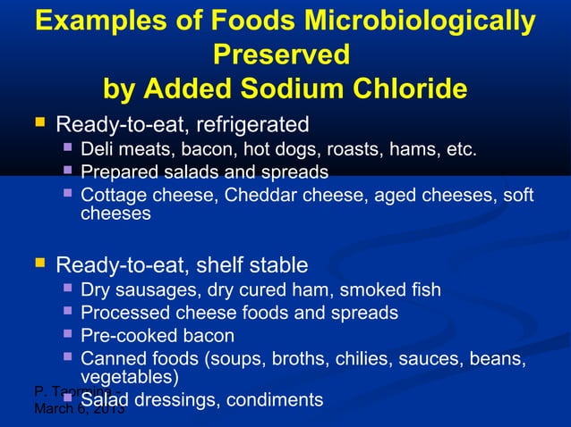 Salt, Sodium Reduction, and Food Safety | PPT | Chemistry | Science
