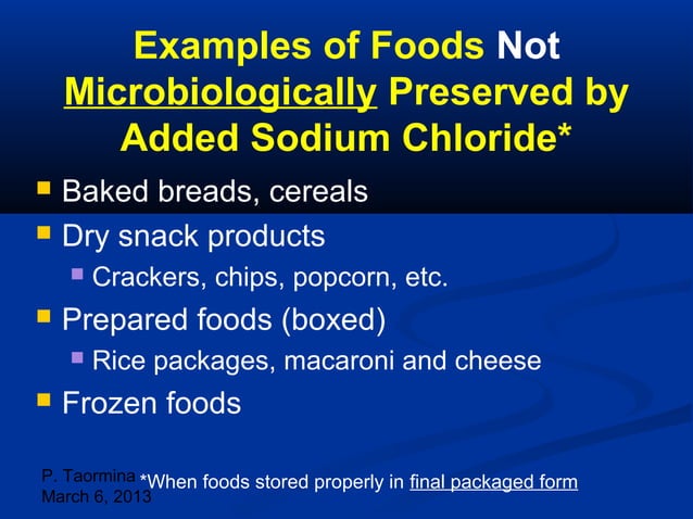 Salt, Sodium Reduction, and Food Safety | PPT | Chemistry | Science