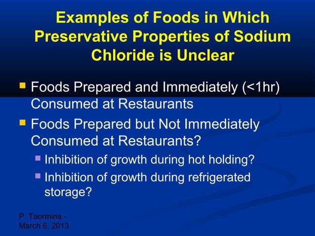 Salt, Sodium Reduction, and Food Safety | PPT | Chemistry | Science