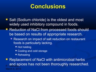 Salt, Sodium Reduction, and Food Safety | PPT