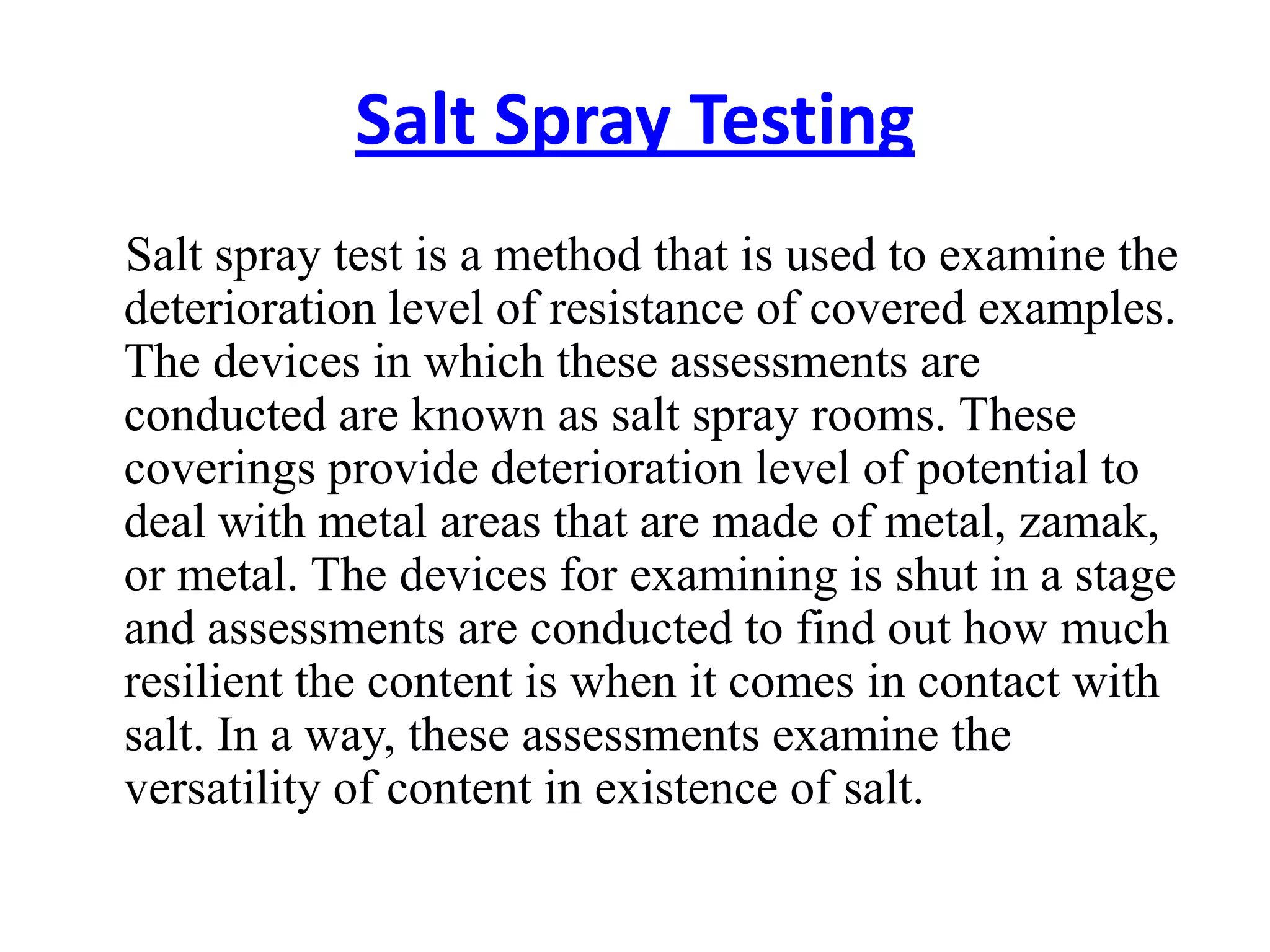 Salt spay testing | PPTX