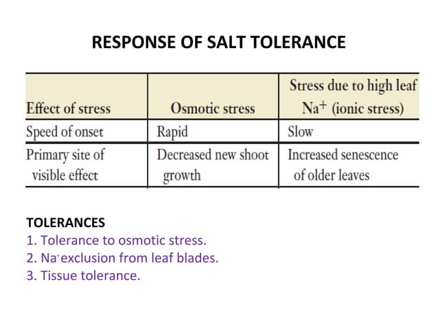 Salt tolerance in Halophytes & Glycophytes | PPT