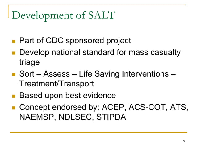 Salt Triage Prehospitalario y para atención de masas | PPT