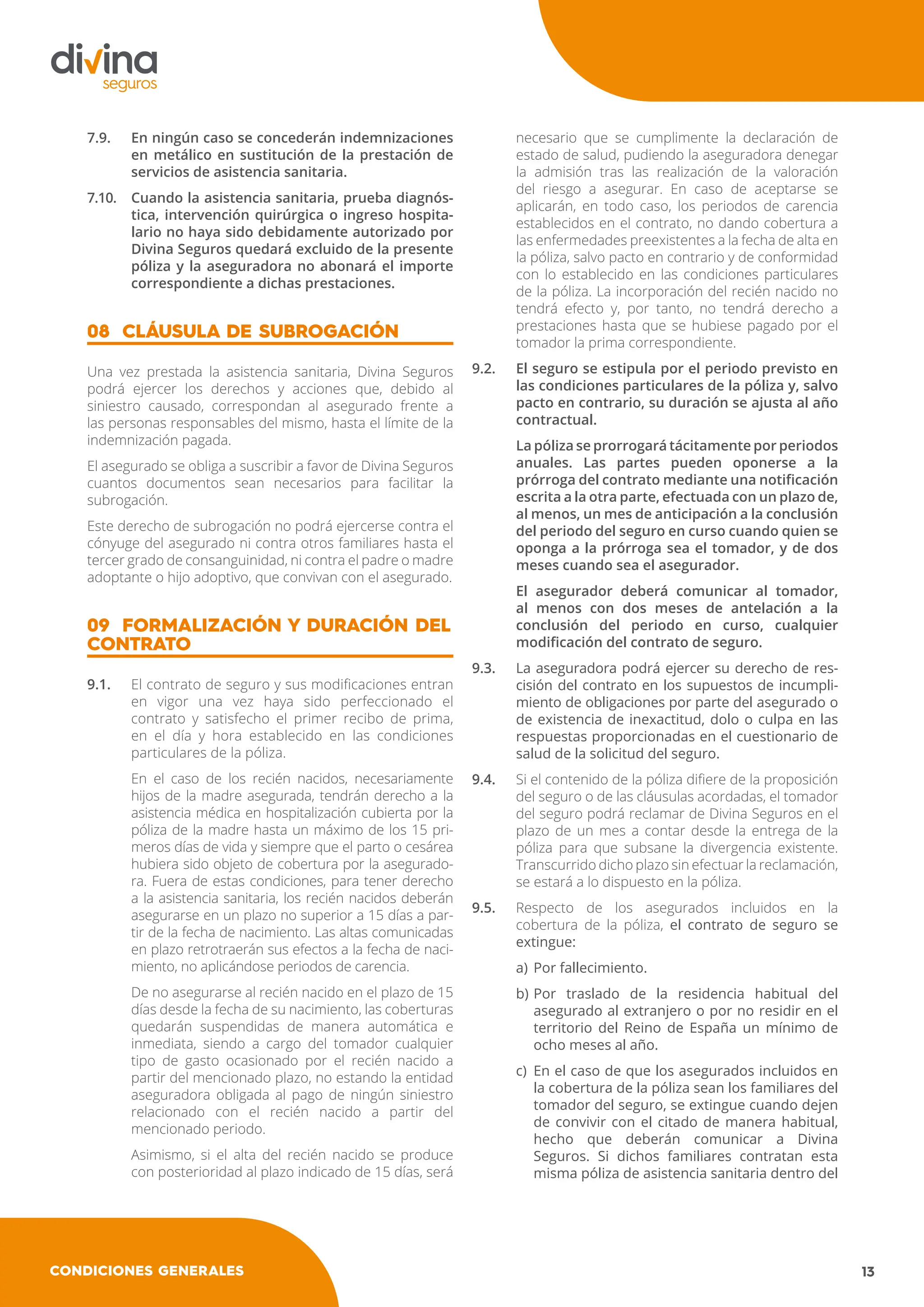 Condiciones Generales Salud Completo Divina Seguros | PDF