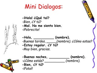Saludos y Despedidas en español A1 .ppt. | PPT