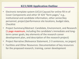 Grant Proposals (SF 424): K08-K23 Applications and Individual CDAs | PPT