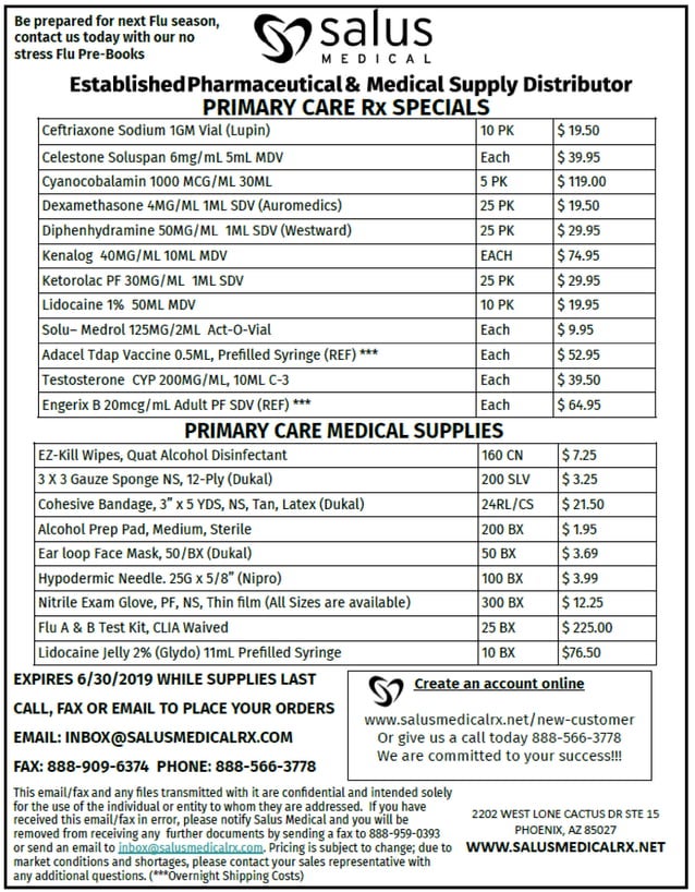 Salus medical specials | Salus Medical Rx | PDF