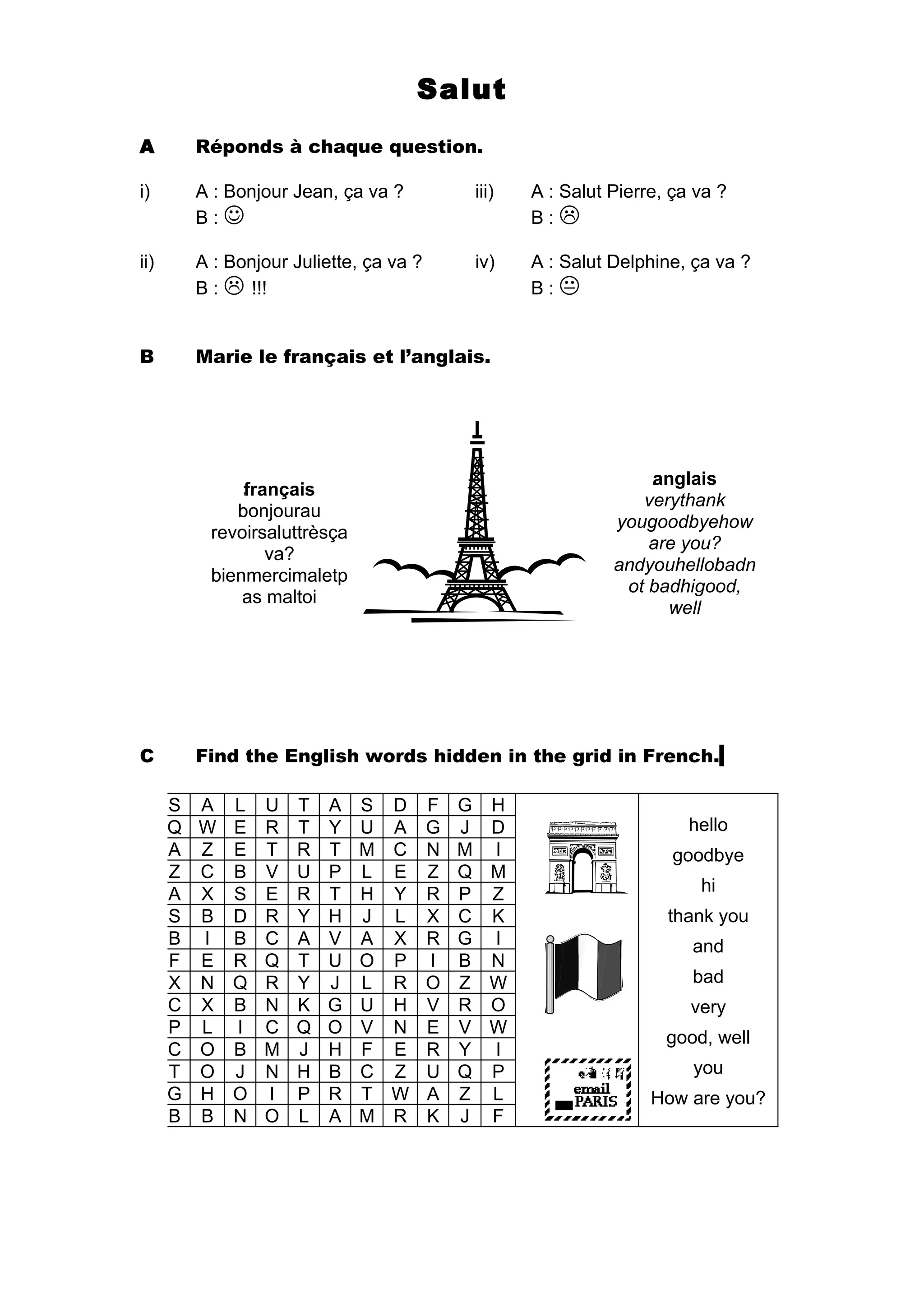 Salut worksheet | DOC