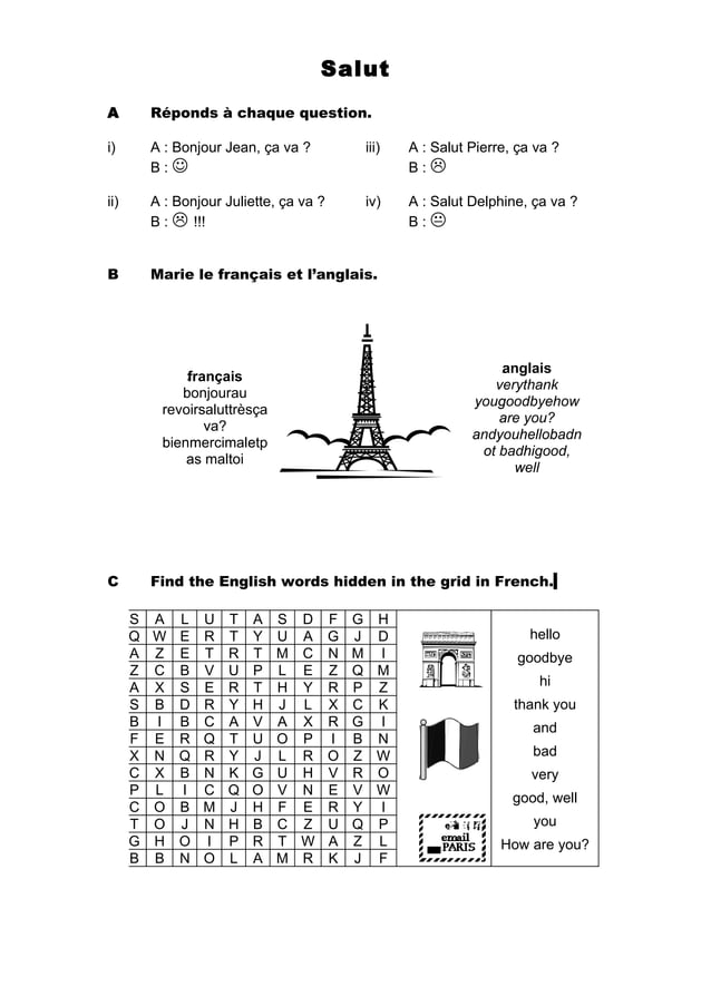 Salut worksheet | PDF