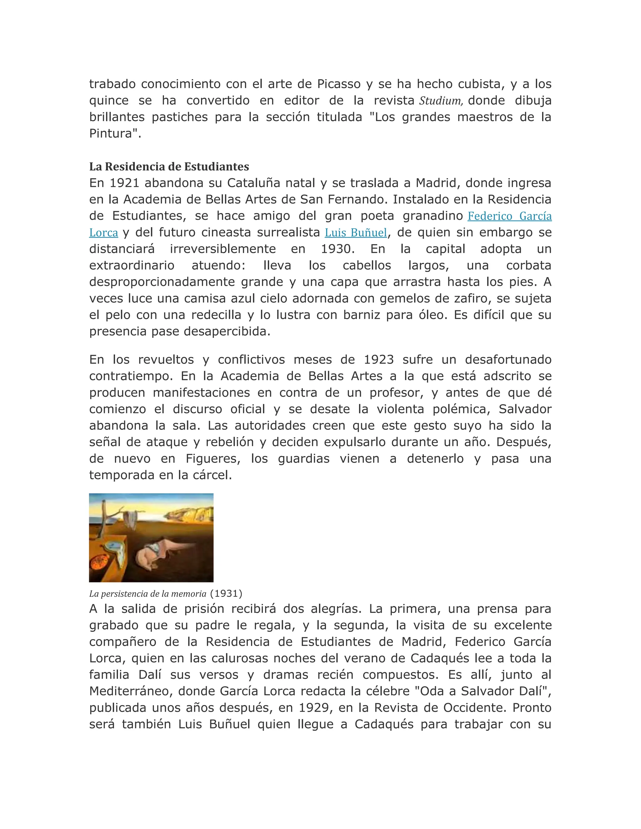 Salvador Dalí artista biografía obras historia | PDF