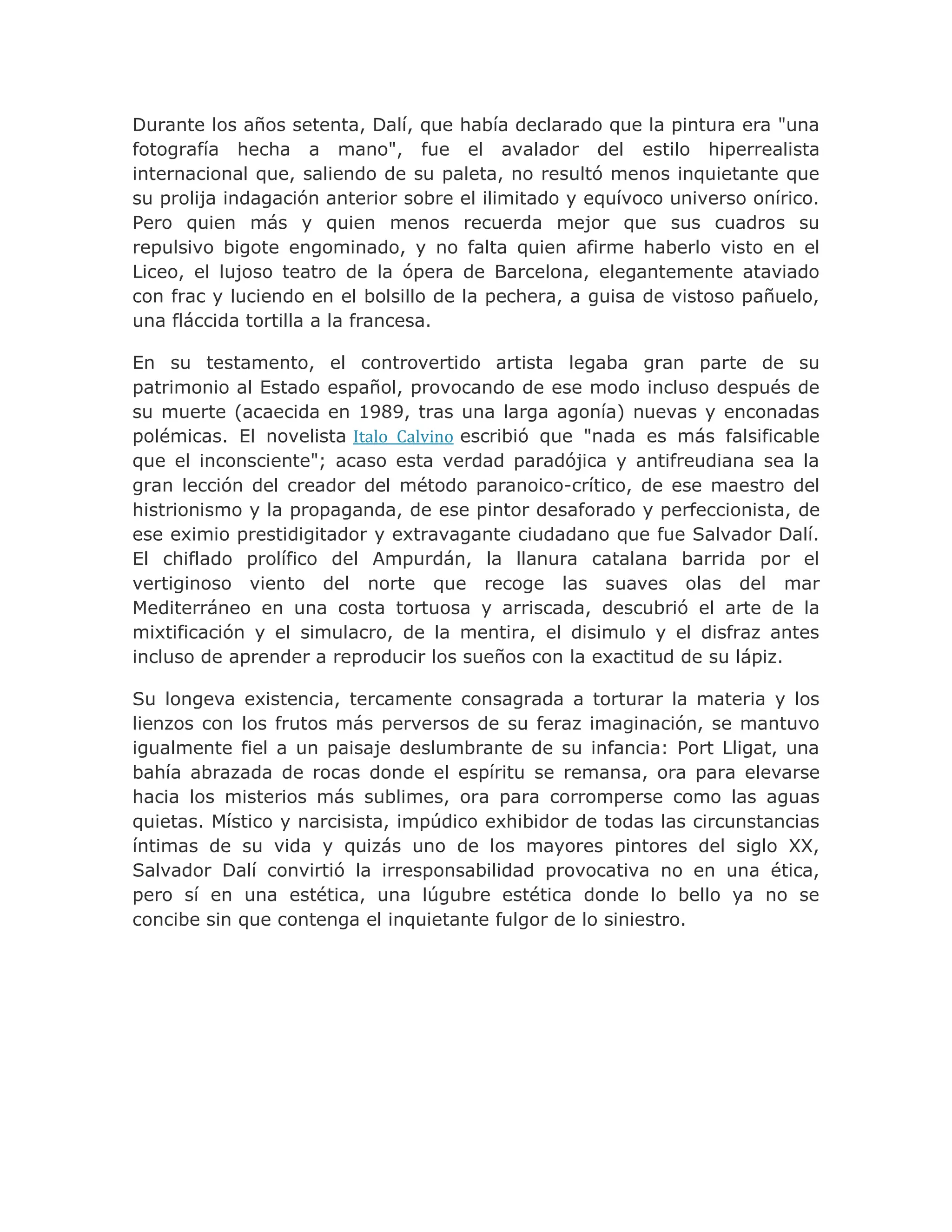 Salvador Dalí artista biografía obras historia | PDF
