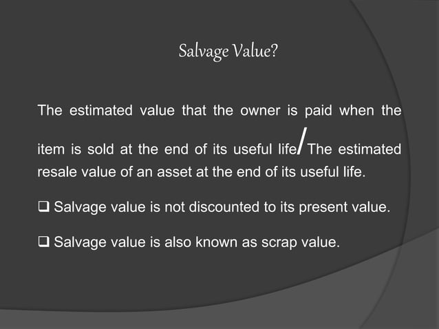 Salvage value | PPT
