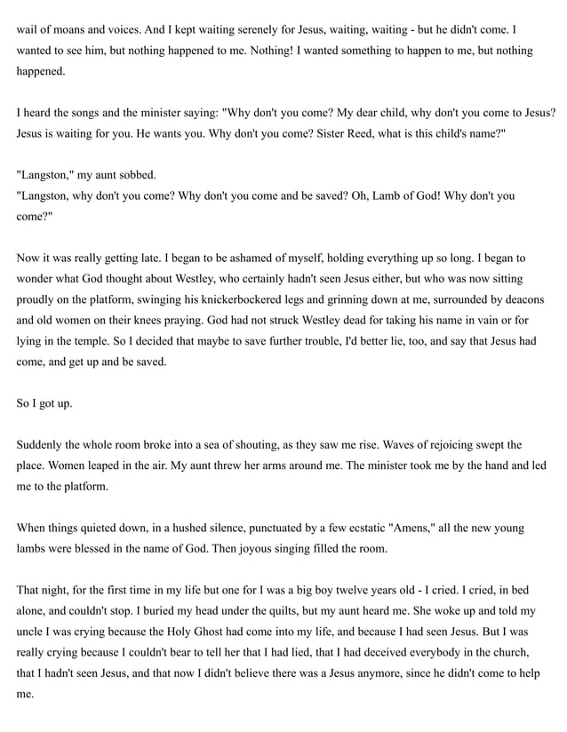 Salvation by langston hughes | PDF