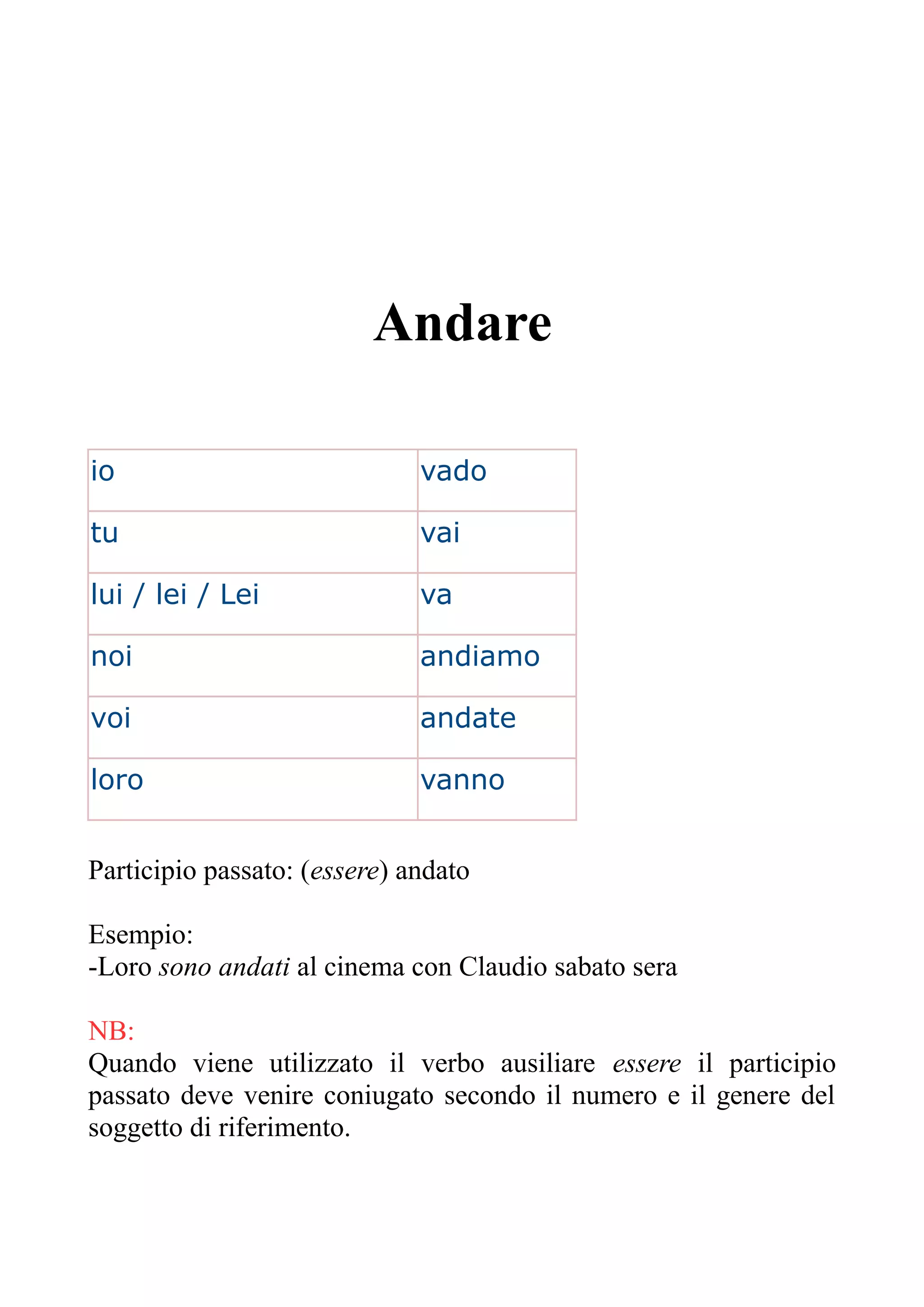 Verbi irregolari di movimento | PDF