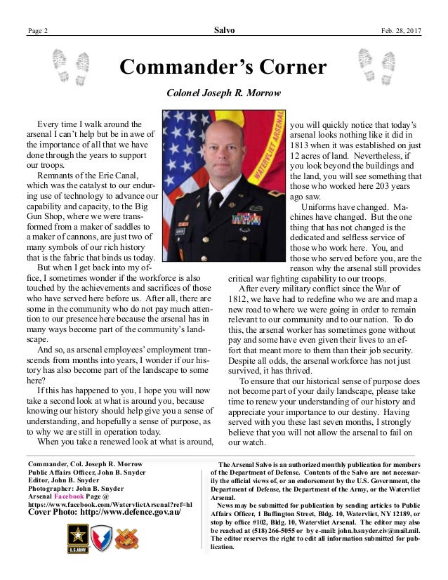 U.S. Army newsletter from the Watervliet Arsenal