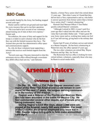 U.S. Army's Watervliet Arsenal November 2015 newsletter: The Salvo | PDF