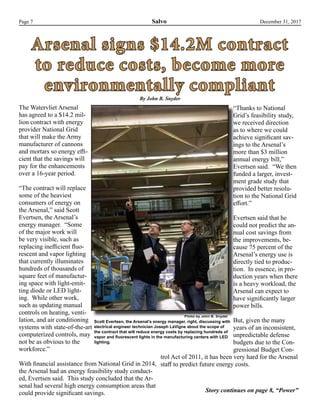 Newsletter from the Army's Oldest Operating Arsenal - December 2017 | PDF