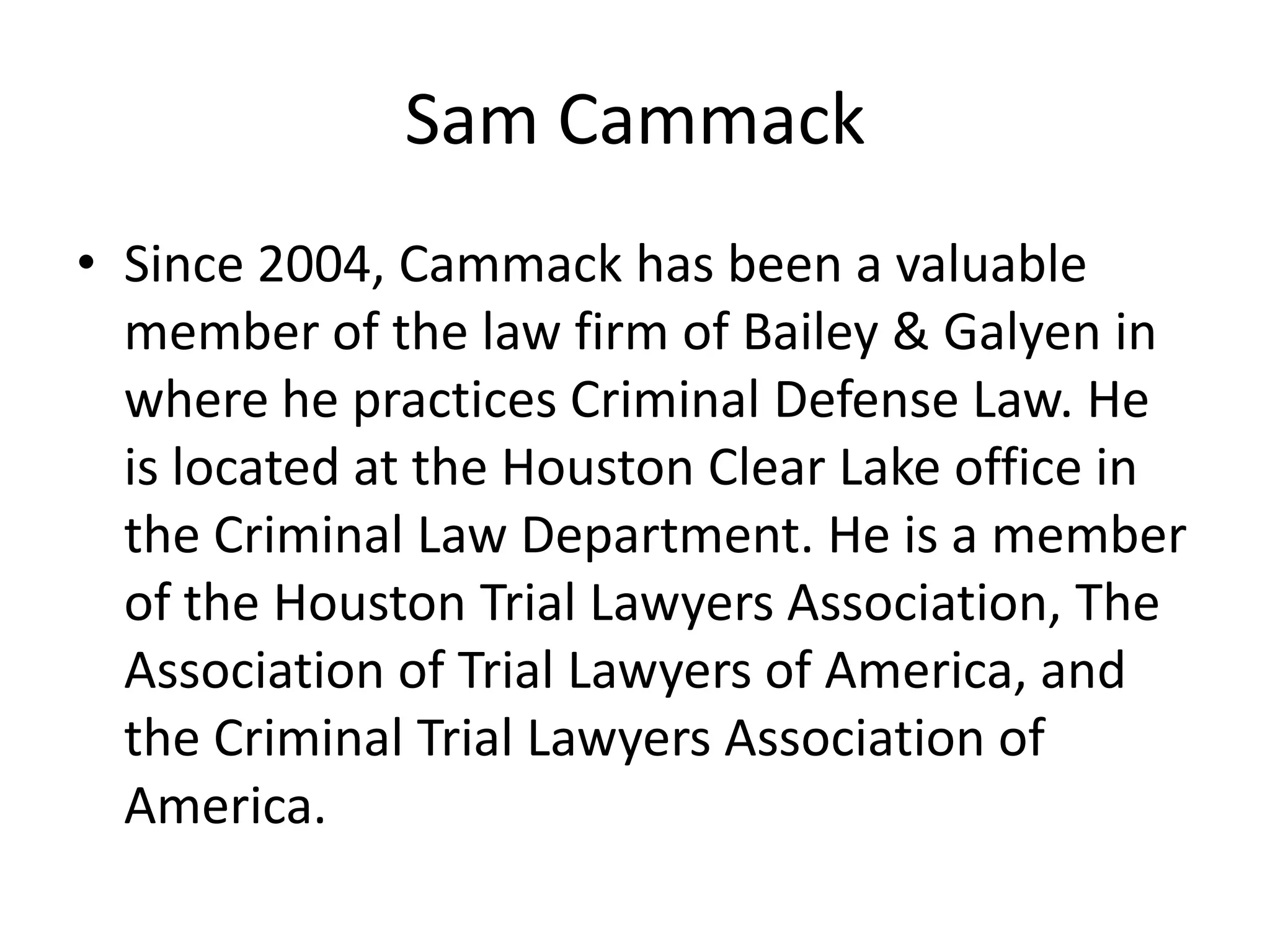 Sam Cammack Attorney | PPTX | Legal Services Industry | Industries