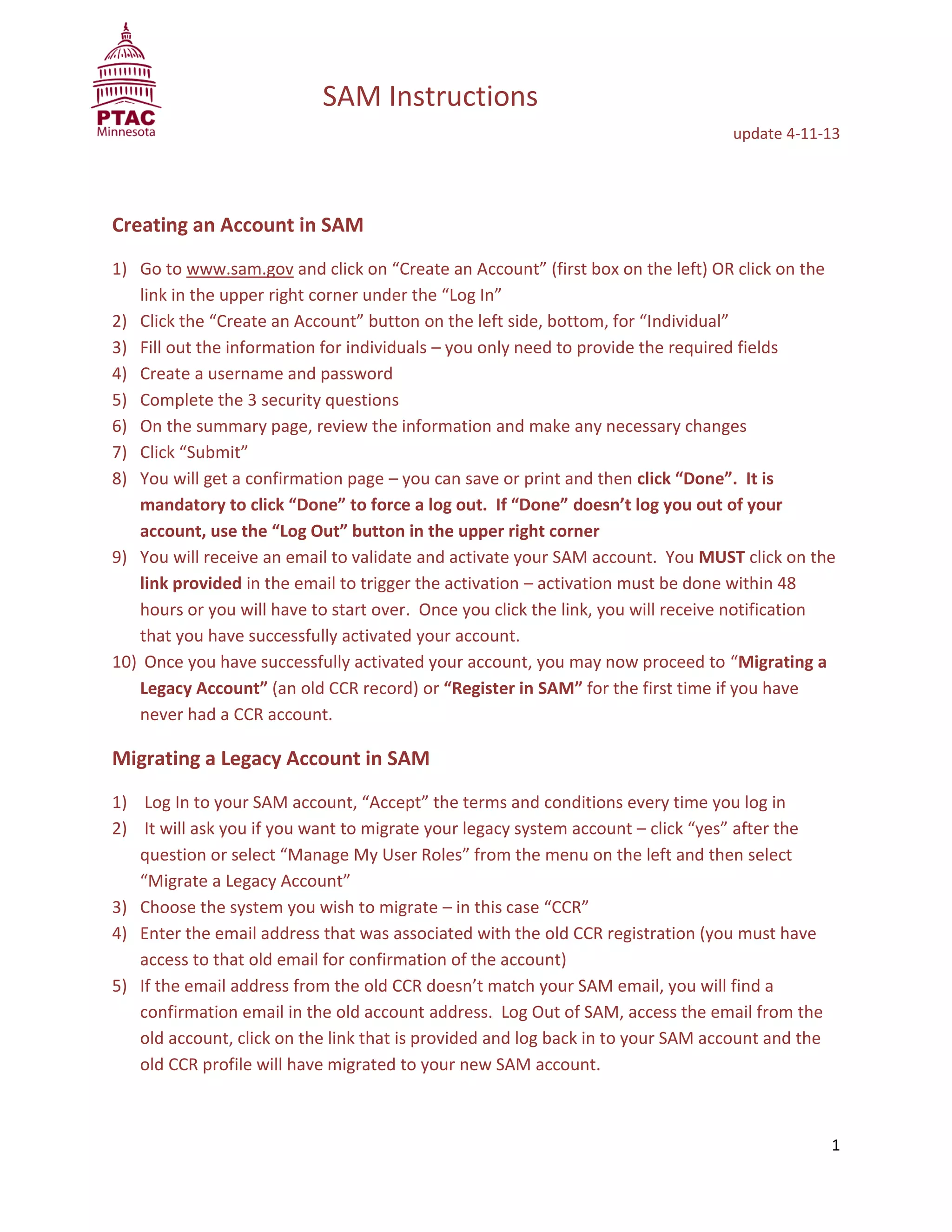 Sam instructions for creating updating-changing registration 4-16-13 | PDF