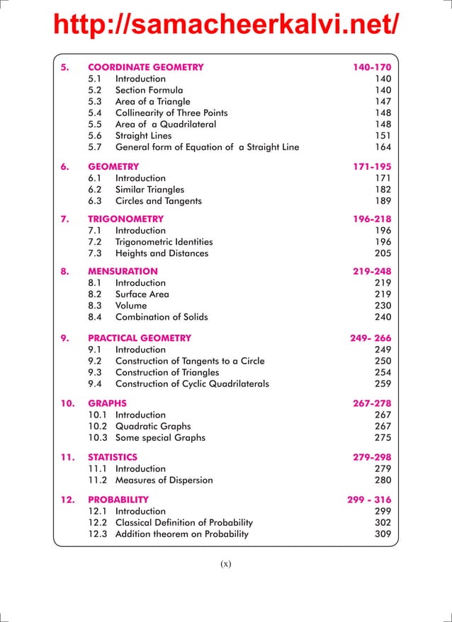 Samacheer kalvi syllabus for 10th maths | PDF