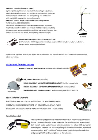 Samalite Lighting Portable Lighting Floodlights Head Torches LED and ...