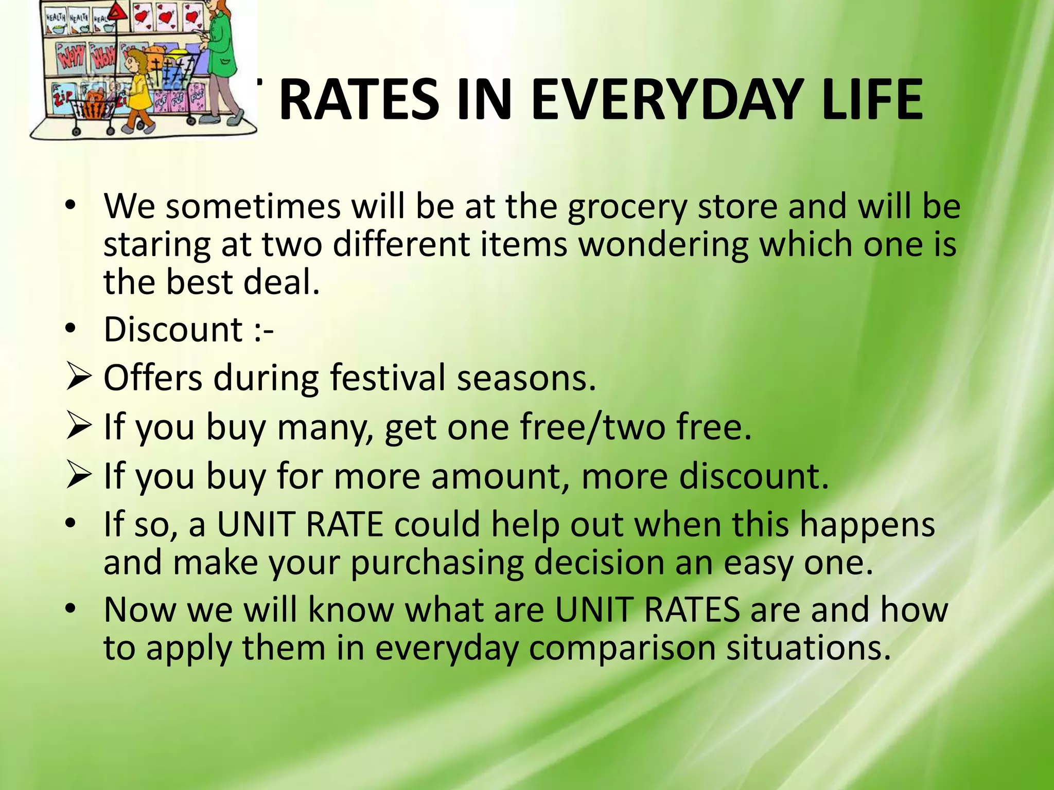 Mathematics in everyday life - Unit rates | PPTX