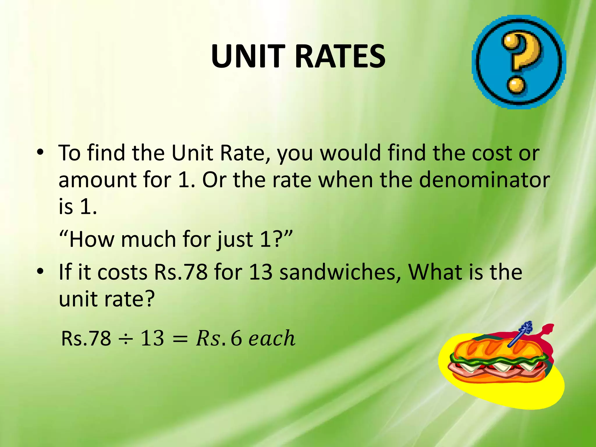 Mathematics in everyday life - Unit rates | PPTX