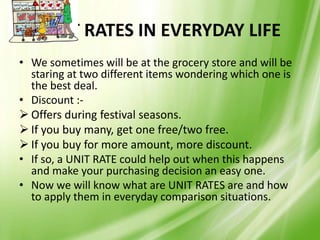 Mathematics in everyday life - Unit rates | PPTX
