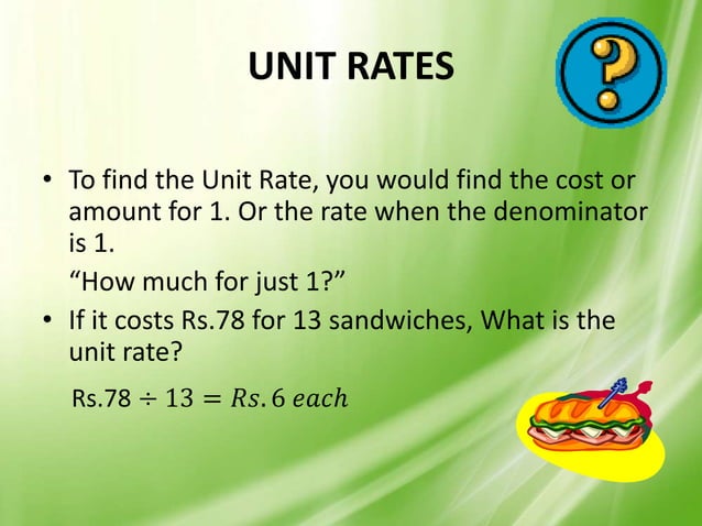 Mathematics in everyday life - Unit rates | PPTX