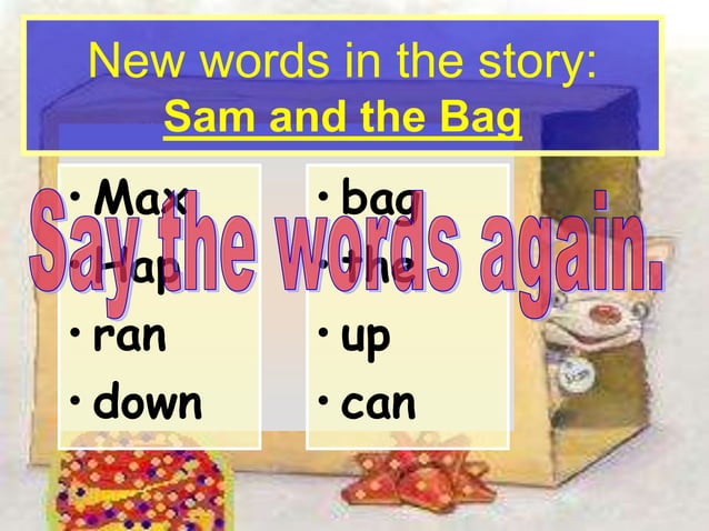 Sam and the Bagcompress.ppt PICTURE STORY TO TEACH PREPOSITION | PPT ...