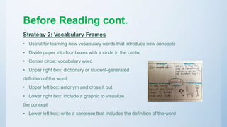 Reading strategies (before, during, after) | PPTX | Education