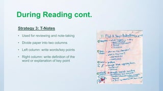 Reading strategies (before, during, after) | PPTX | Education