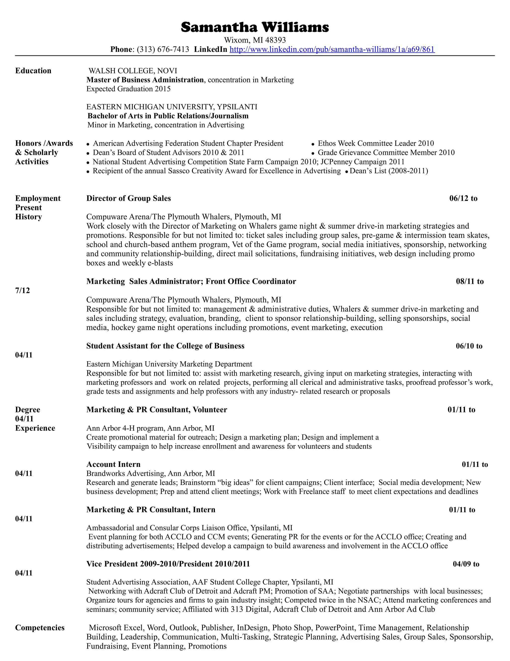 Samantha williams resume _2013 | DOC