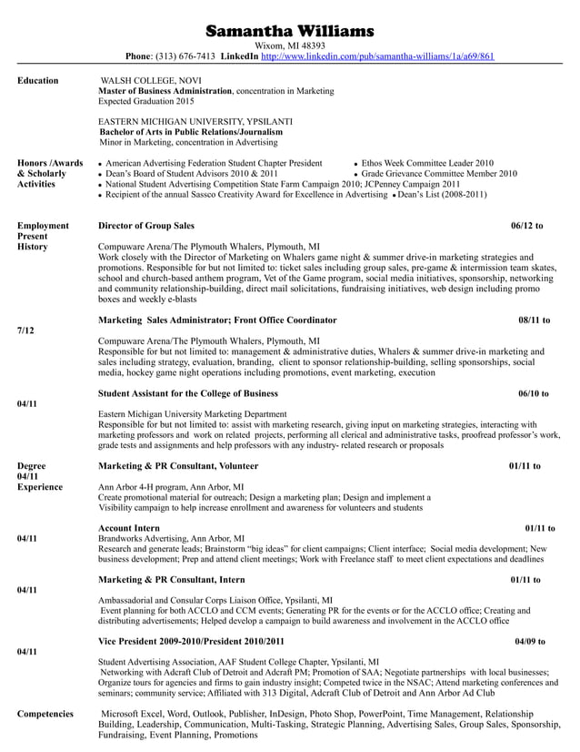 Samantha williams resume _2013 | DOC