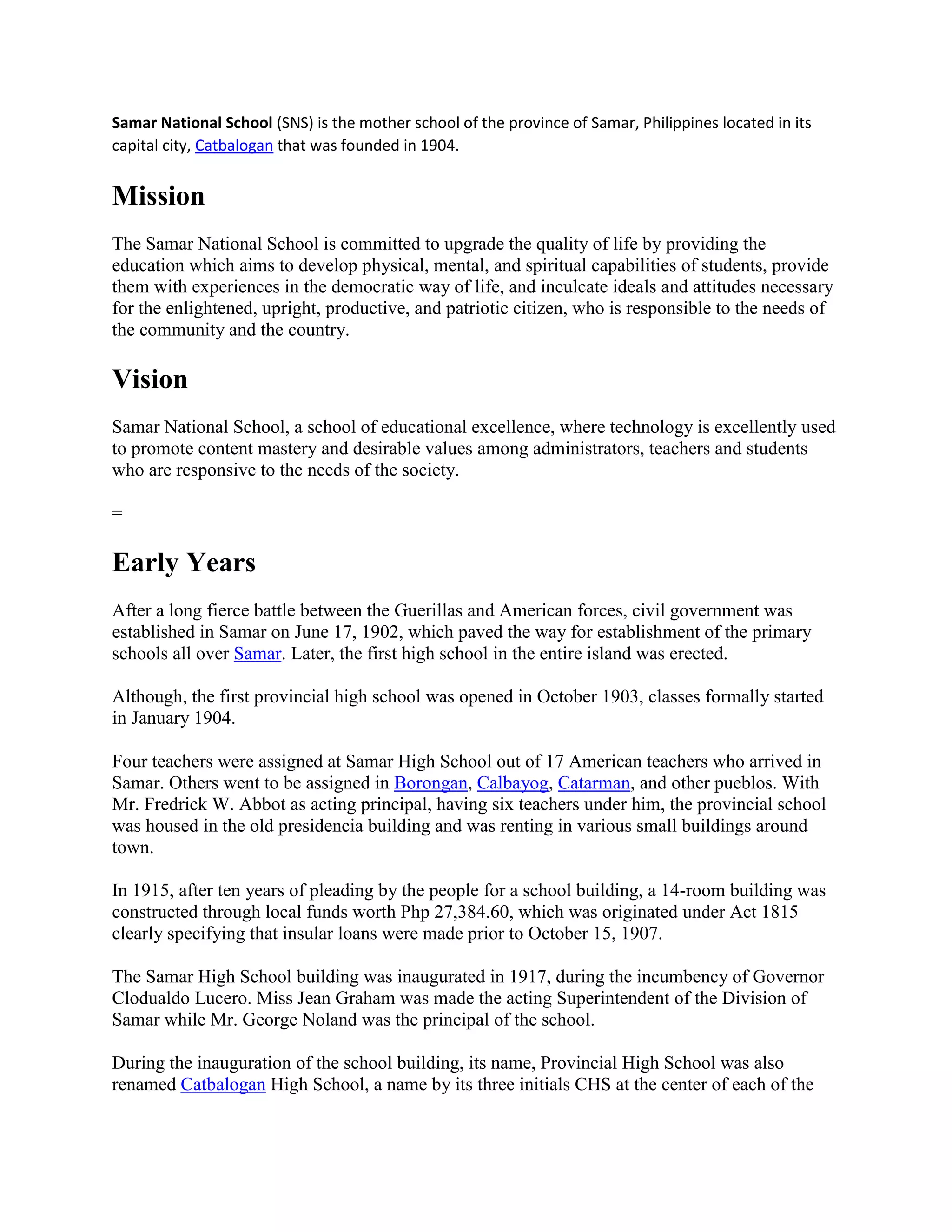 Samar national school | DOCX