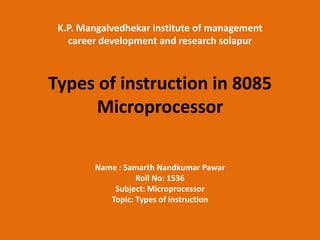 Types of instruction in 8085 microprocessor | PPT