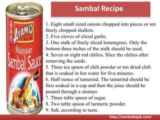 Sambal sauce | PPTX | Cooking | Food & Drink