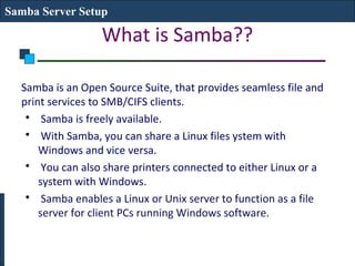 Samba server | PPT | Operating Systems | Computer Software and Applications