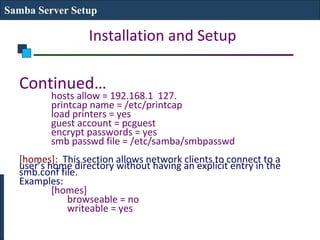 Samba server | PPT | Operating Systems | Computer Software and Applications