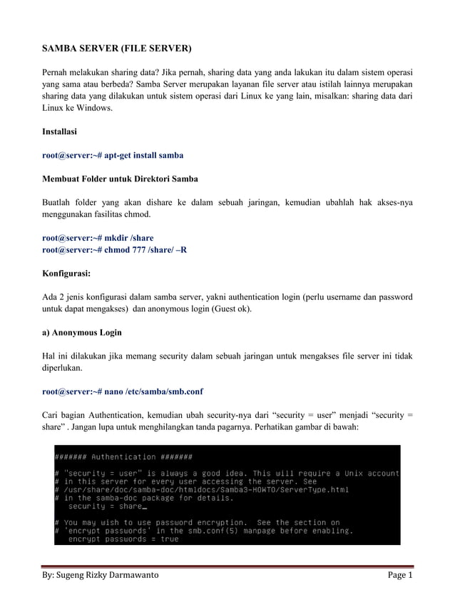 Konfigurasi Samba Server Debian OS | PDF