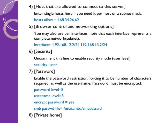 Samba server configuration | PPT | Operating Systems | Computer Software and Applications